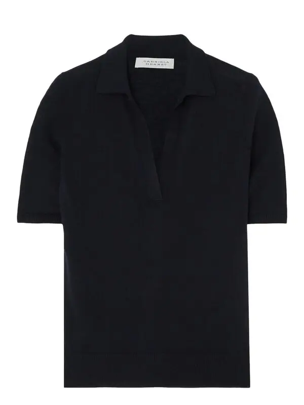 Gabriela Hearst Short Sleeve Polo Shirt - Navy Blue