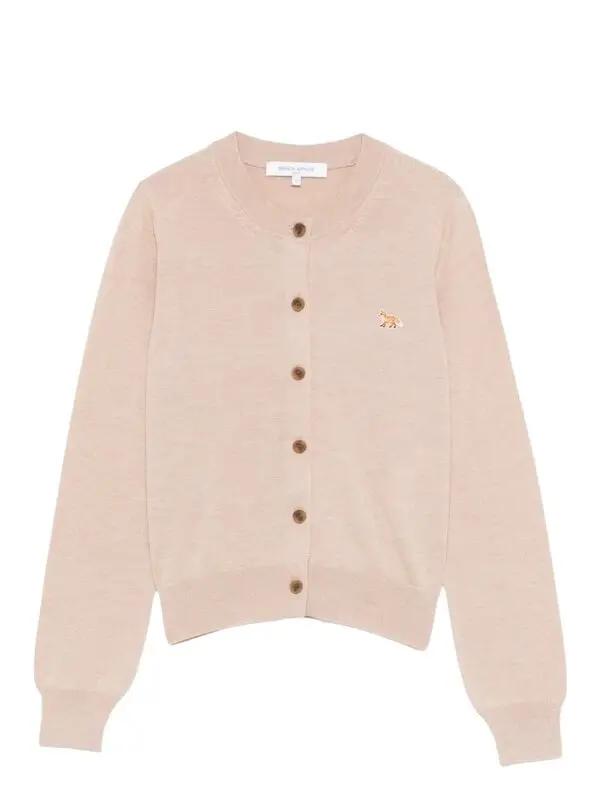 Maison Kitsuné Fox-patch Round-neck Cardigan - Nude