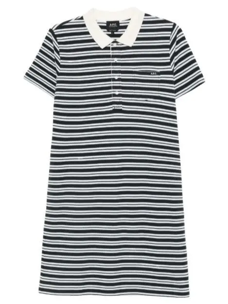 A.p.c. Striped Polo Mini Dress - Navy Blue