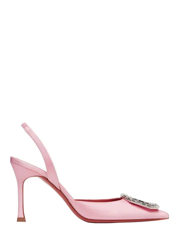 Amina Muaddi Pointed Toe Slingback High-heeled Sandals - Pink