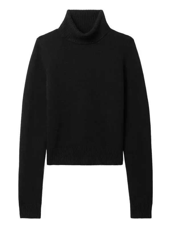 NILI LOTAN Turtleneck Sweater With Dropped Shoulders And Cropped Hem - Black
