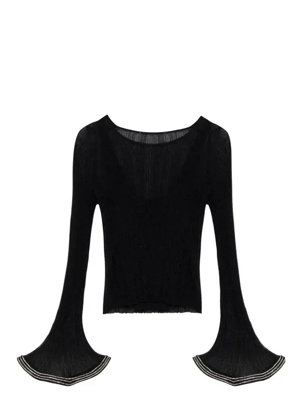 Simkhai Maebry Metallic Plisse Top - Black