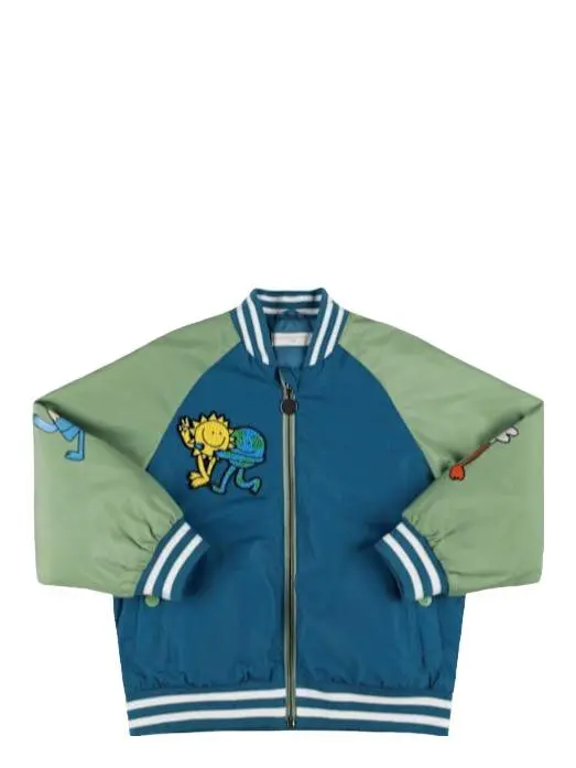 Stella McCartney Embroidered Patch Bomber Jacket - Blue