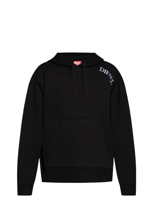 DIESEL® Logo Embroidered Hooded Sweatshirt - Black