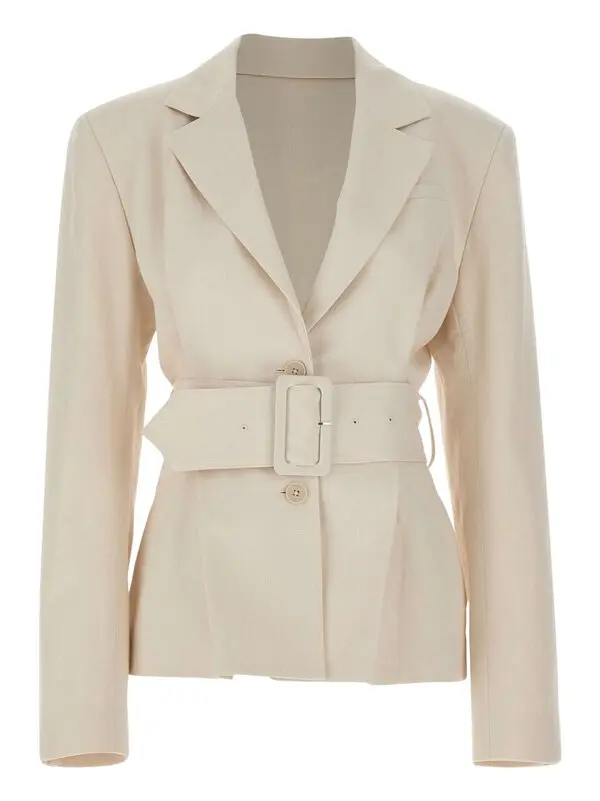 ROTATE BY BIRGER CHRISTENSEN Belted Fitted Blazer - Cream