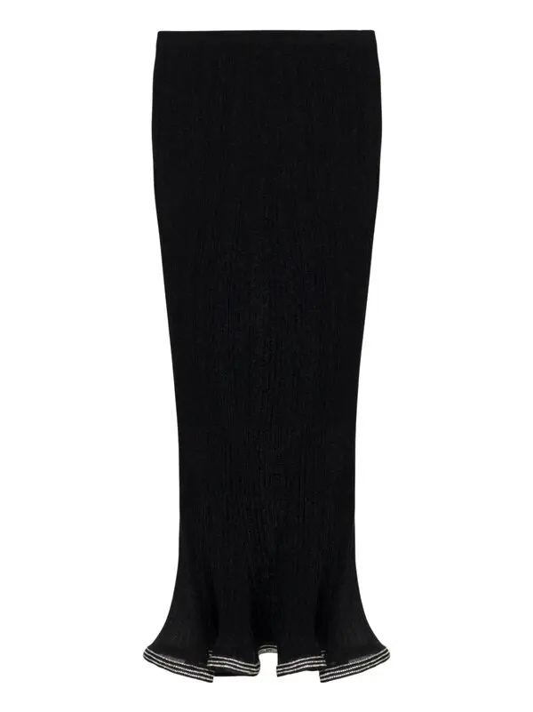 Simkhai Ruffled Hem Midi Skirt - Black