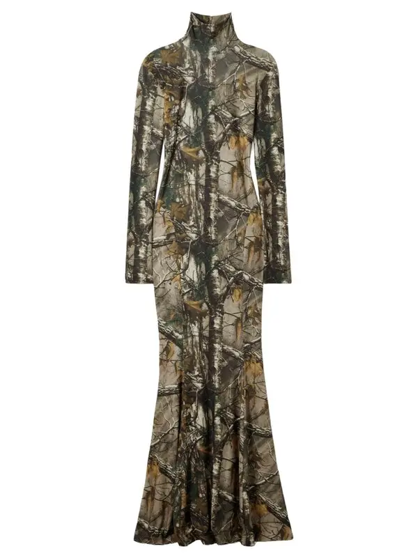 Norma Kamali Long Sleeve Turtleneck Fishtail Gown - Trees
