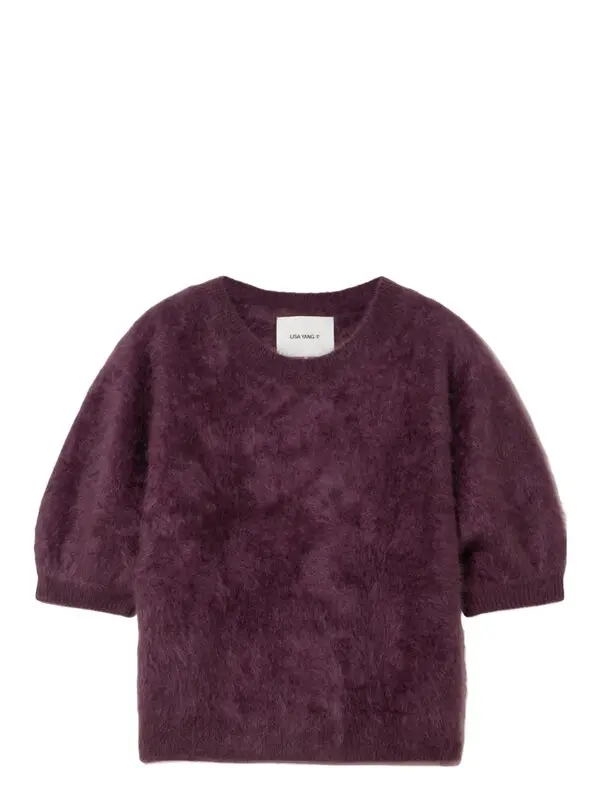 LISA YANG Short-sleeved Crew Neck Sweater - Claret