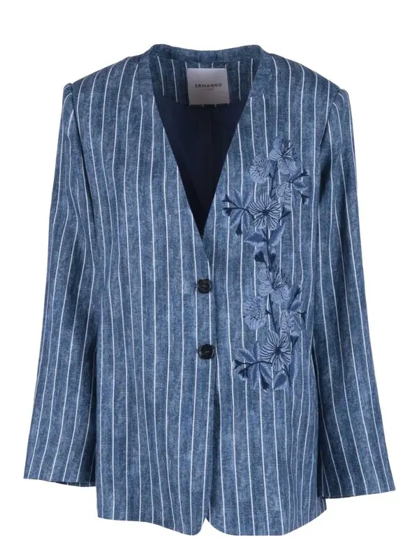Ermanno Scervino Striped Single-breasted Blazer - Blue