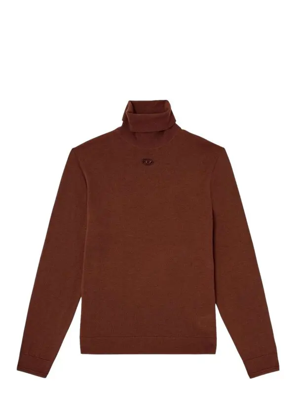 DIESEL® K-varta Fine Knit Roll Neck Jumper - Brown