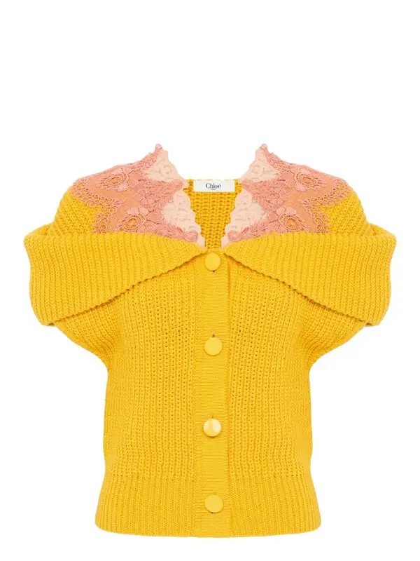 Chloé Cotton Knit Lace Cape Cardigan - Jinyahuang