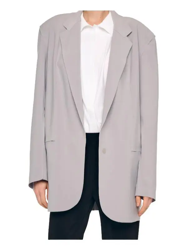Norma Kamali Single-breasted Suit Jacket With Notched Lapel - Gray