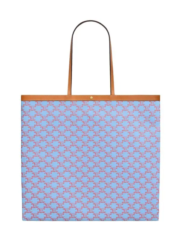 Celine Large Flat Shopper In Triomphe Canvas - Blue