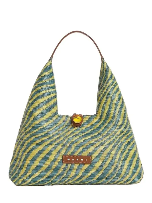 Marni Woven Raffia-effect Top Handle Tote Bag - Garden Green