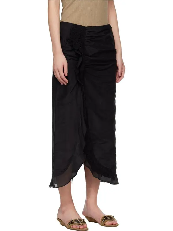 Isabel Marant Étoile Velina Crochet Slit Midi Skirt - Black