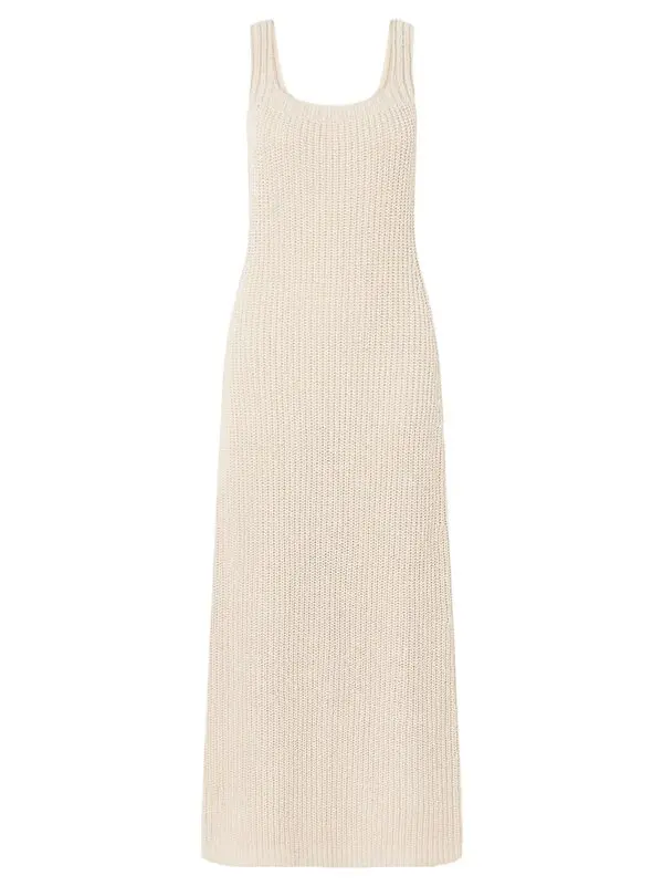 Khaite Crocheted Silk And Cotton-blend Midi Dress - Nude