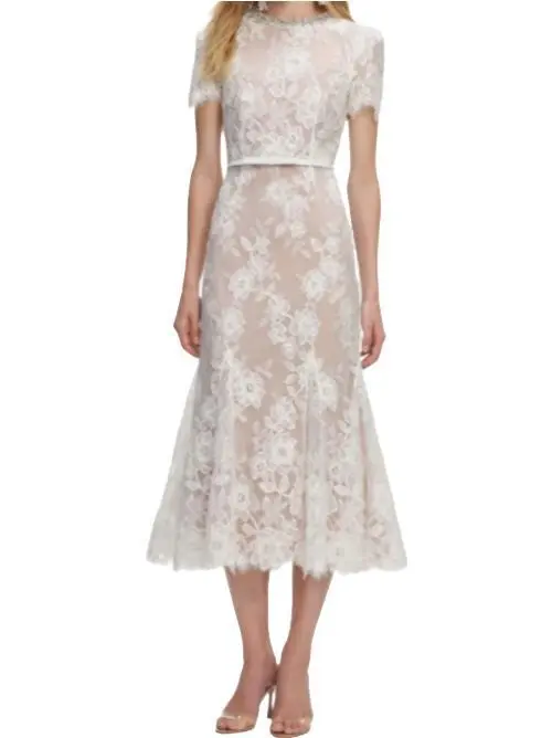 SELF-PORTRAIT Sequin Lace Midi Dress - White