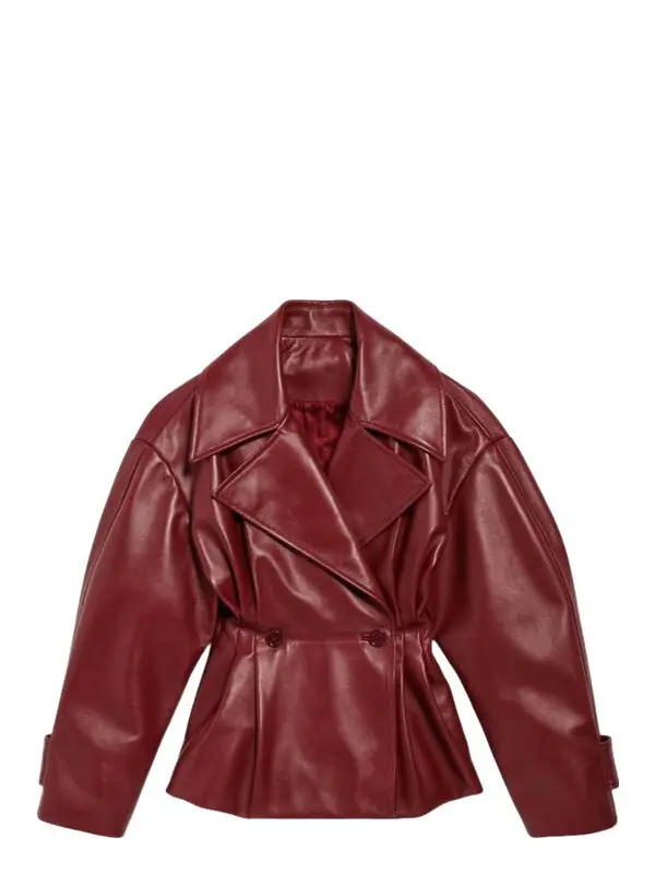 Balenciaga Leather Folded Short Jacket - Burgundy