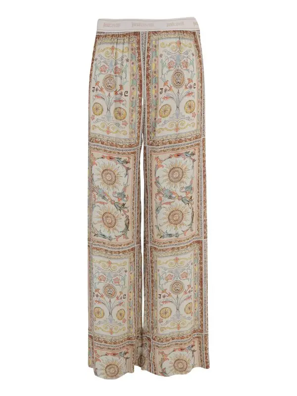Just Cavalli Floral Wide-leg Trousers - Nude