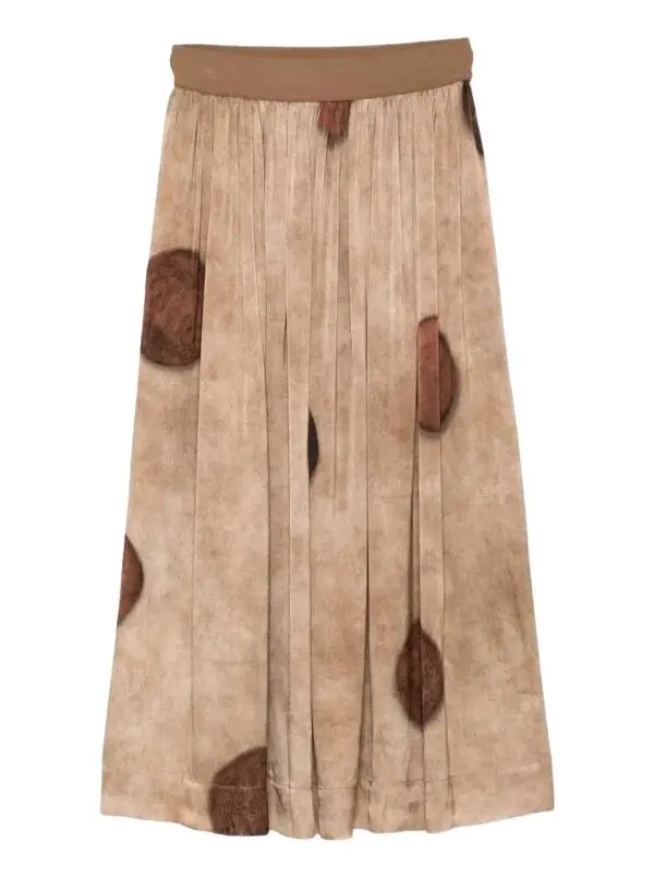 UMA WANG Elastic Waist Midi Skirt - Nudebrown