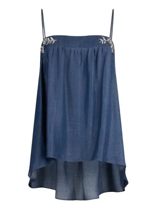 Liu Jo Square Neck Beaded Top - Blue