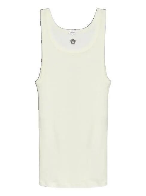 Versace Medusa Embroidered Knitted Vest - White