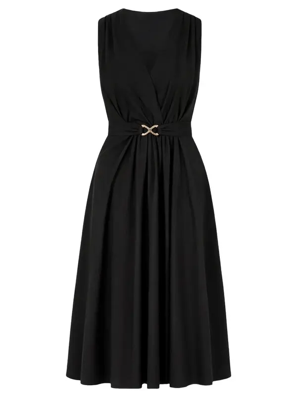 TWINSET Belted V-neck Midi Dress - Black
