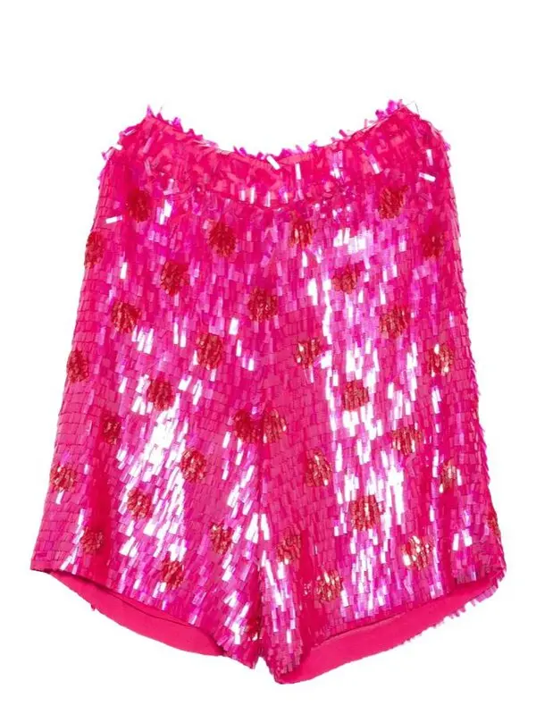 Dries Van Noten Sequined Bermuda Shorts - Pink