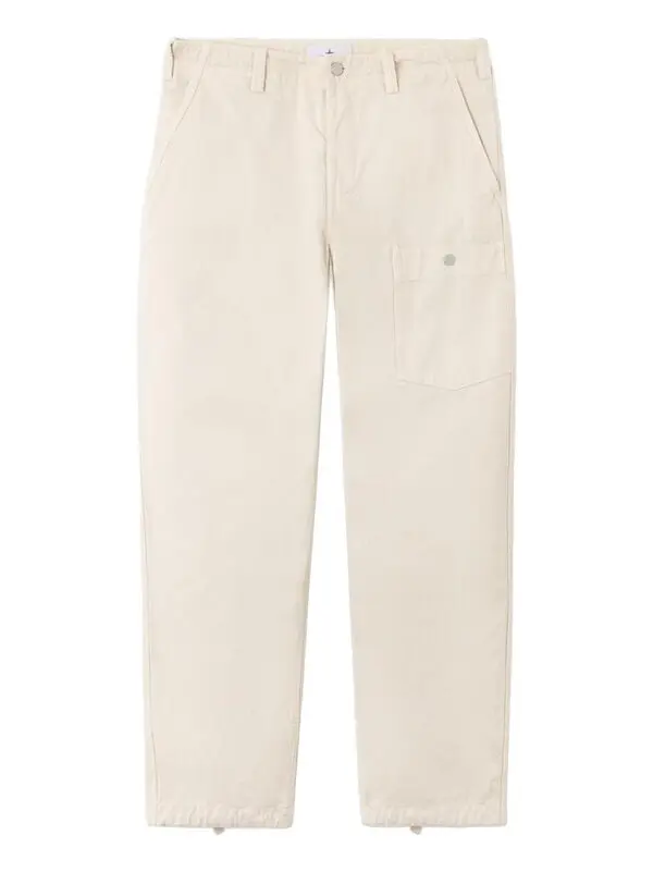 Stone Island Mid Rise Straight-leg Cargo Trousers - Ivory