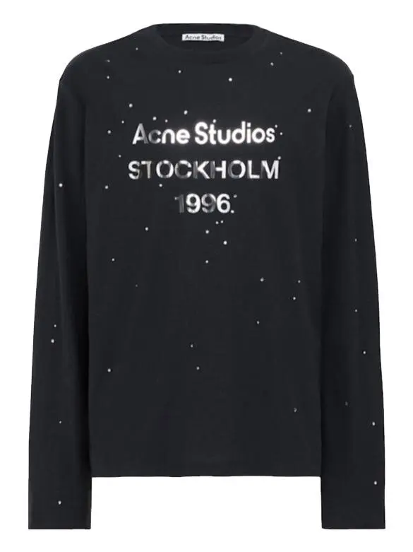 Acne Studios Edden 1996 Cotton Blend T-shirt With Micro Crystal Embellishments - Black