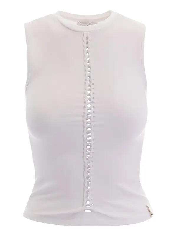 Patrizia Pepe Sleeveless Braided Detail Top - White