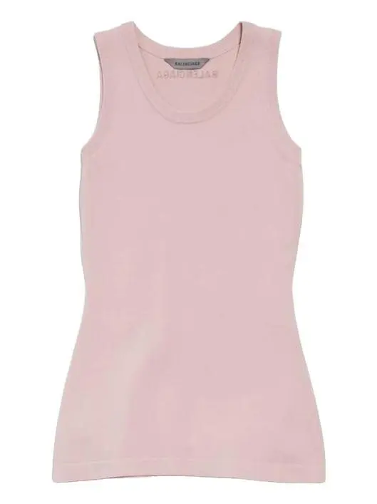 Balenciaga Ribbed Logo Tank Top - Dusty Pink