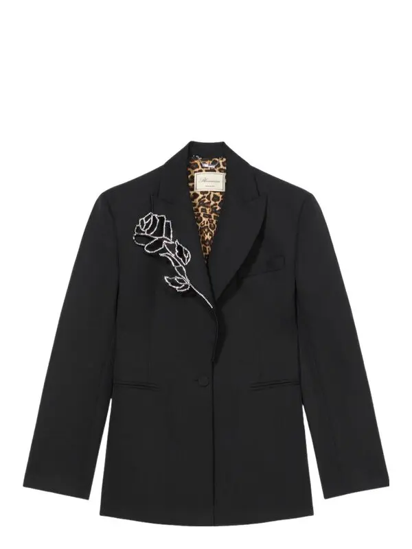 Blumarine Crystal Rose Single-breasted Blazer - Black