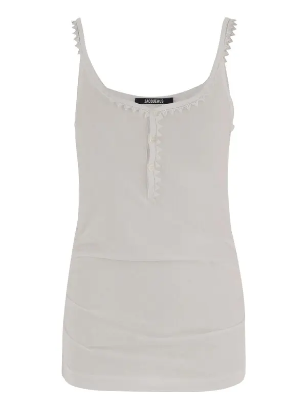 Jacquemus Le Debardeur Clavela" Ribbed Tank Top - White