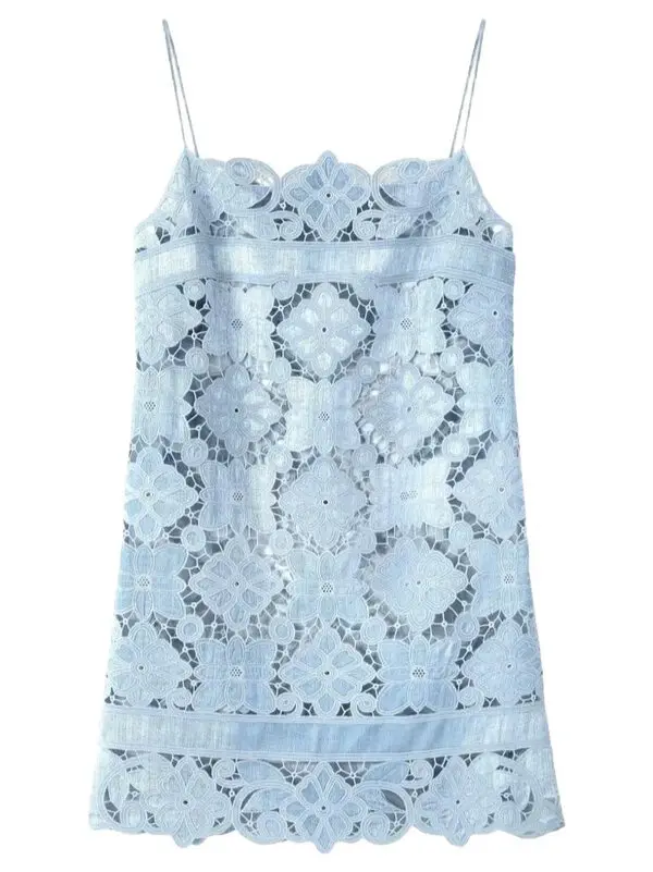 Ermanno Scervino Lace-embroidered Cut-out Mini Dress - Blue