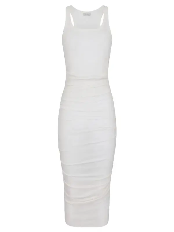 Elisabetta Franchi Embroidered Draping Midi Dress - White