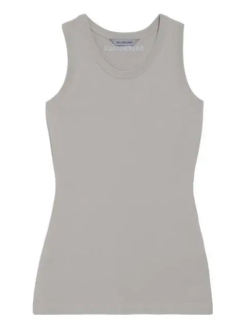 Balenciaga Logo Ribbed Crewneck Tank Top - Grey