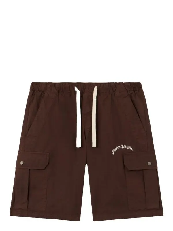 Palm Angels Curved Logo Cargo Shorts - Tan