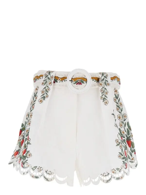 Farm Rio Fruit Beauty Embroidered Shorts - White