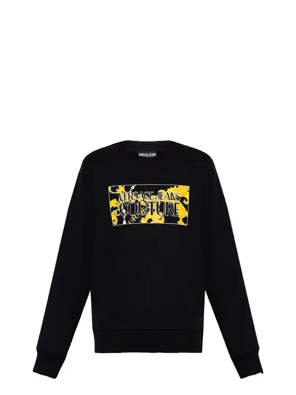 Versace Logo Print Crewneck Sweatshirt - Black