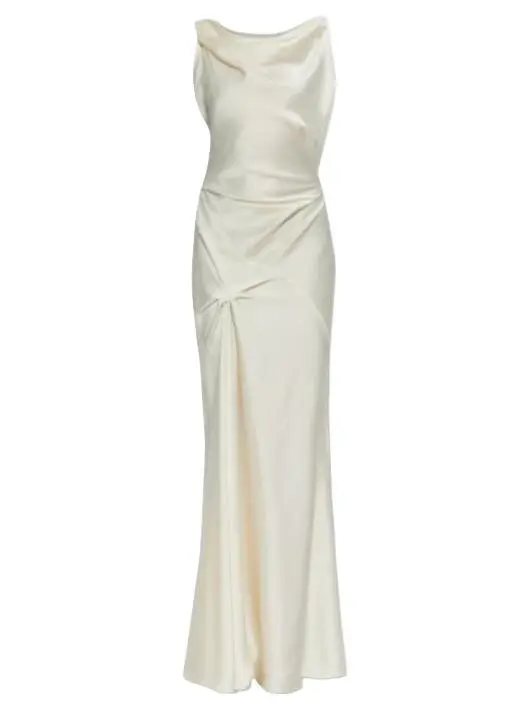 Victoria Beckham Sleeveless Draped Maxi Dress - White