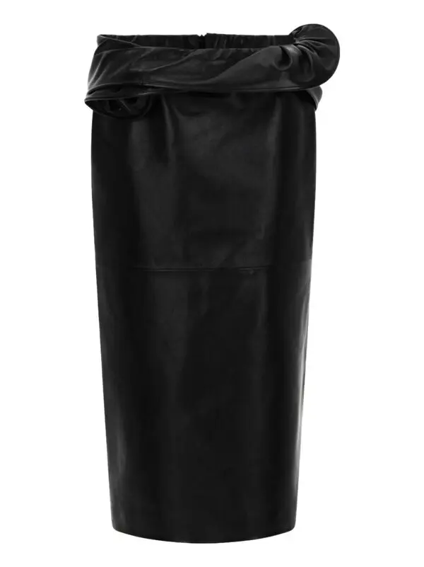 Magda Butrym Draped Leather Midi Skirt - Black