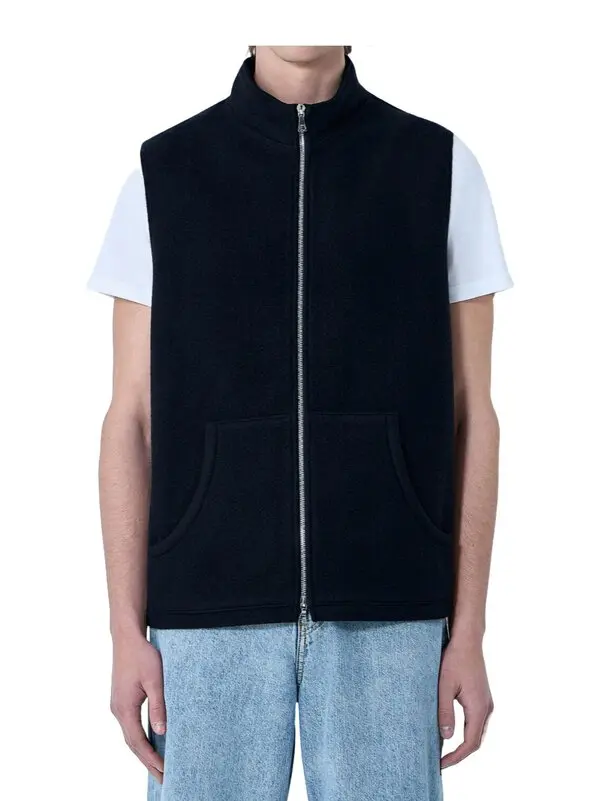 RIER High-necked Zip-up Vest With Patch Pocket - Black