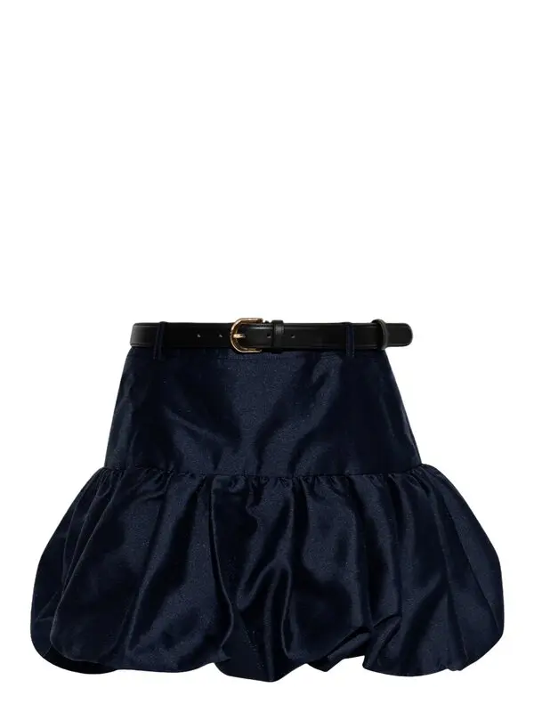 SELF-PORTRAIT Pleated Balloon Skirt - Navy Blue