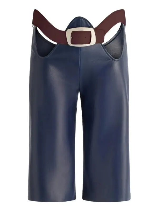 JEAN PAUL GAULTIER Cut-out Leather Bermuda Shorts - Blue