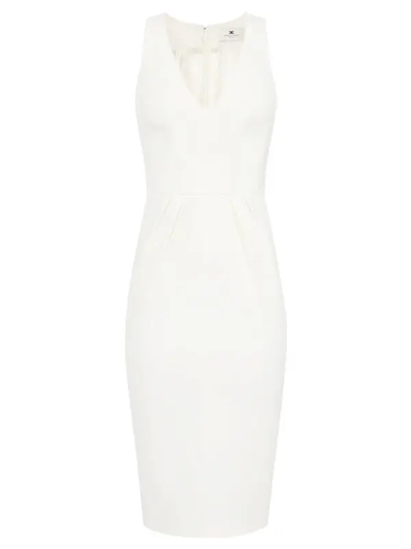 Elisabetta Franchi V-neck Pleated Midi Dress - White