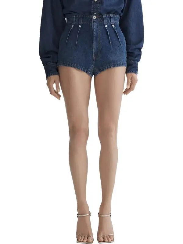 MUGLER Pleated Denim Shorts - Multicolor