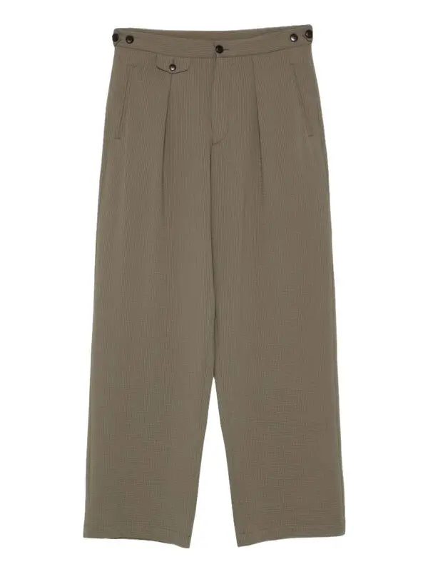 Emporio Armani Button Detailed Wide Leg Trousers - Brown