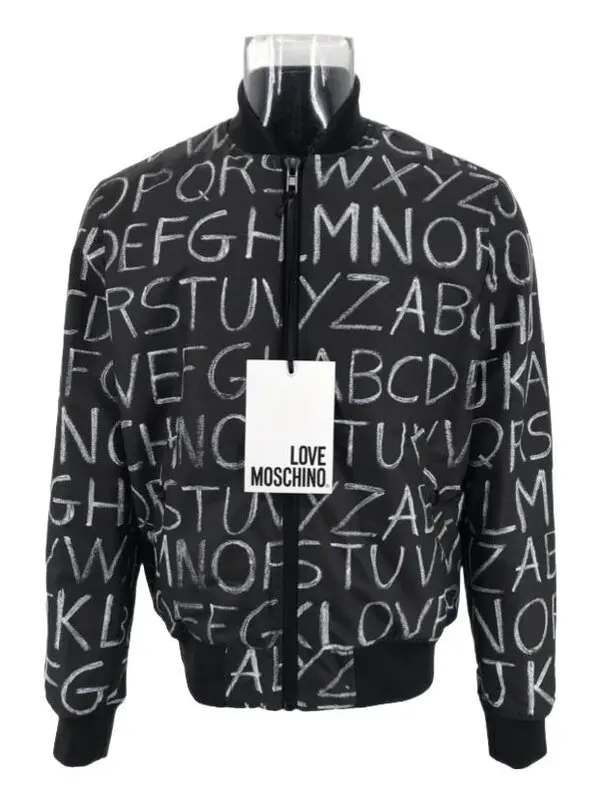 Moschino Long-sleeve Zip-up Printed Jacket - Black