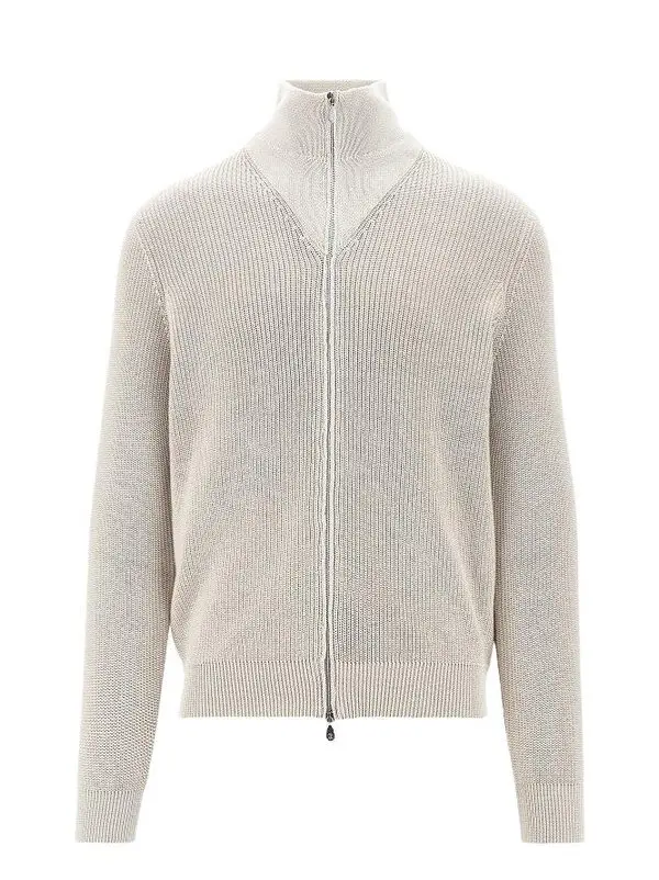 Brunello Cucinelli Half English Rib Cardigan - White